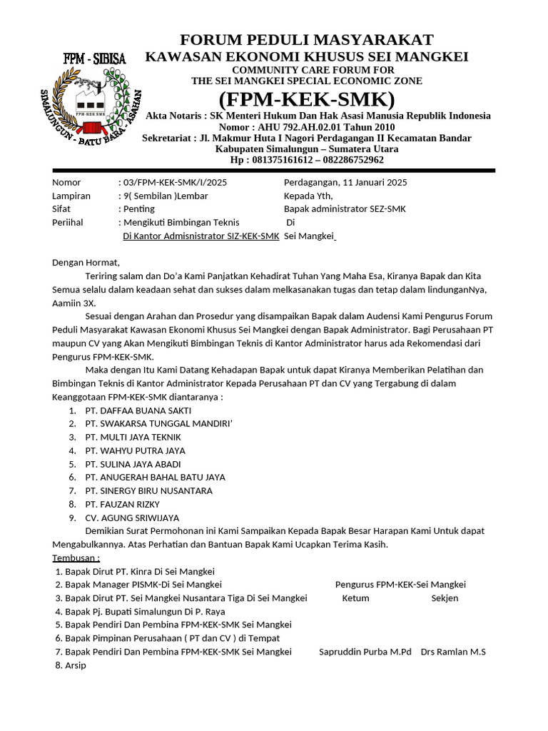 Bimbingan Teknis untuk Perusahaan FPM-KEK | PDF