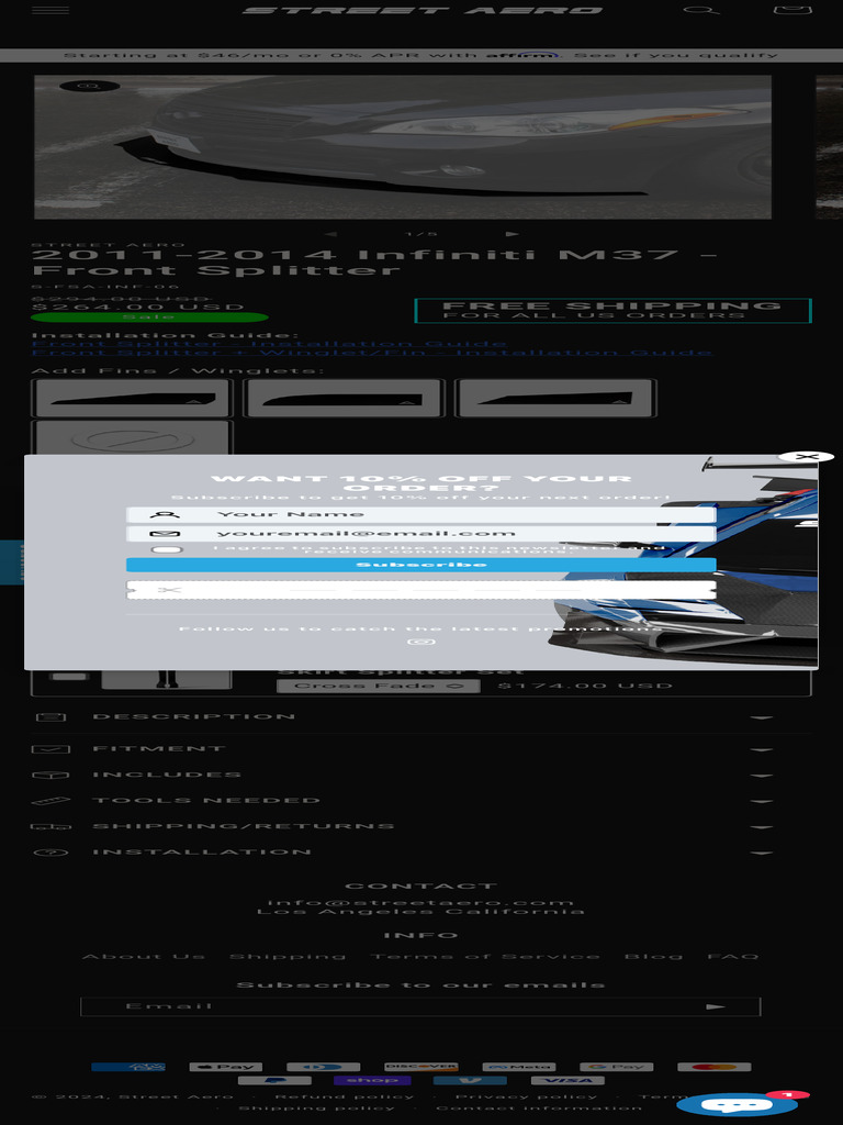 2011-2014 Infiniti M37 - Front Splitter - Street Aero | PDF