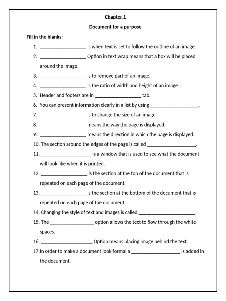 Chapter 1 - Fill in Theb Blanks | PDF