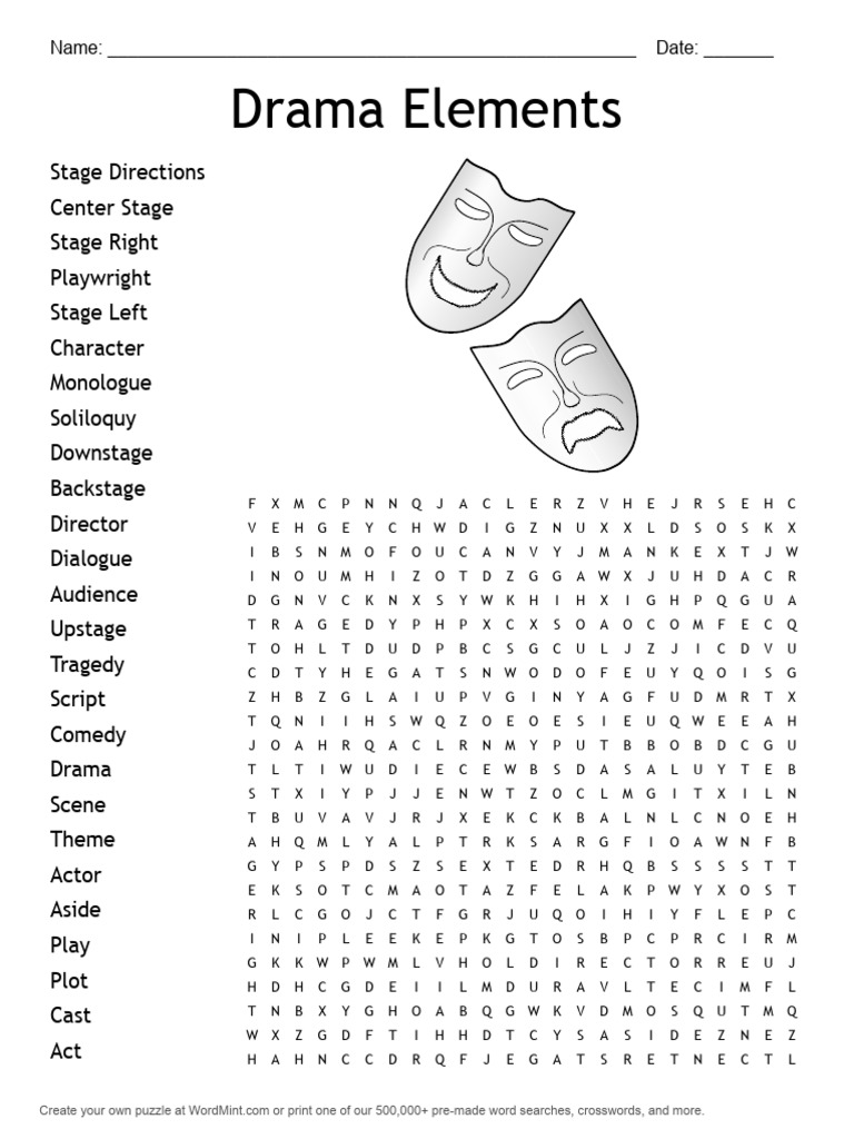 Drama Elements Word Search Key | PDF | Monologue | Theatre