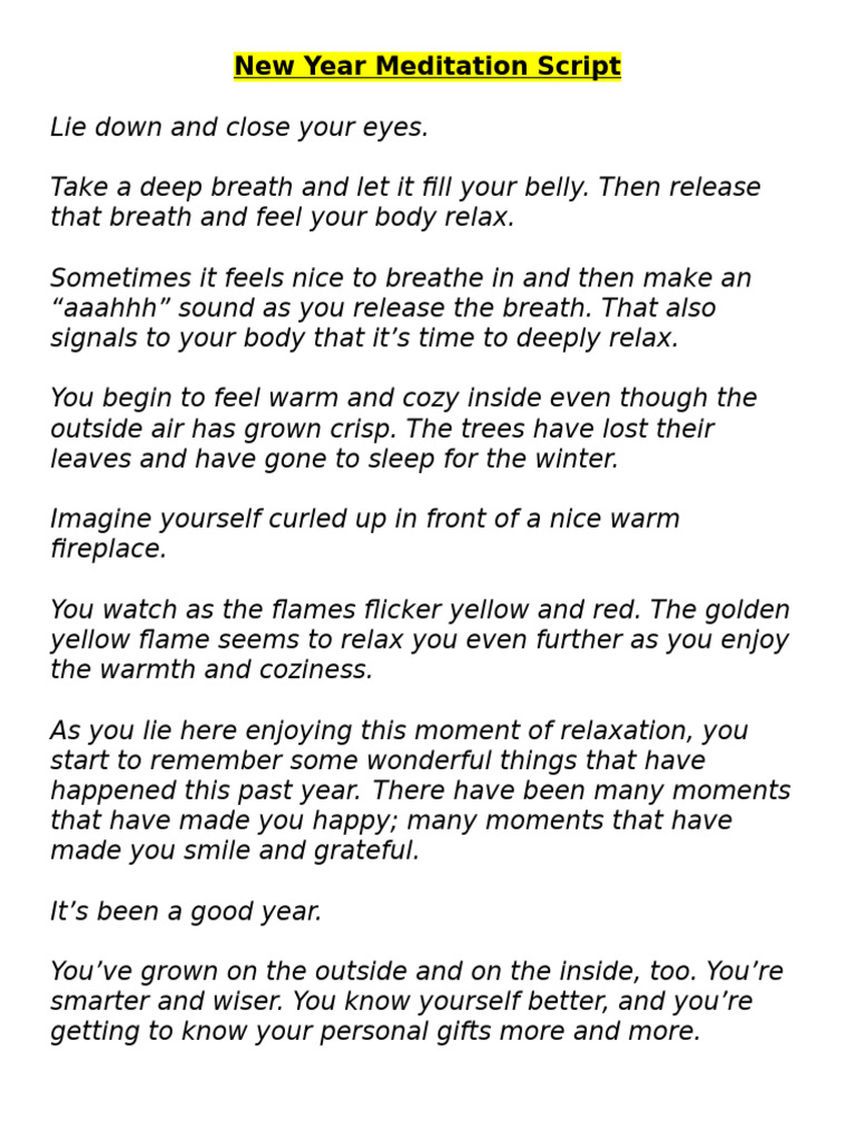 New Year Meditation Script | PDF