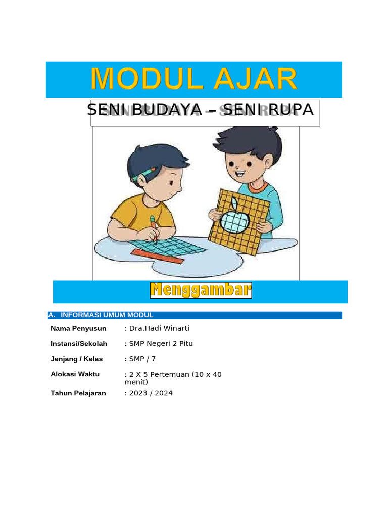Modul Ajar Kumer Seni Rupa KLS 7 | PDF