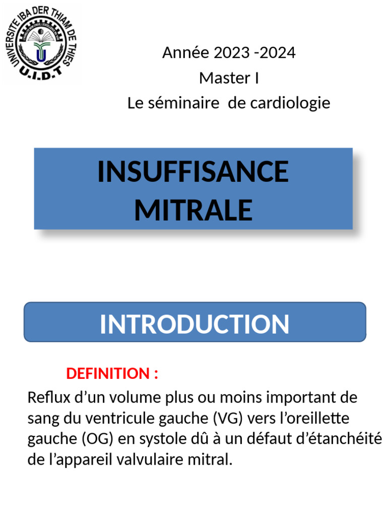 Insuffisance Mitrale : Diagnostic et Traitement | PDF | Système cardio ...