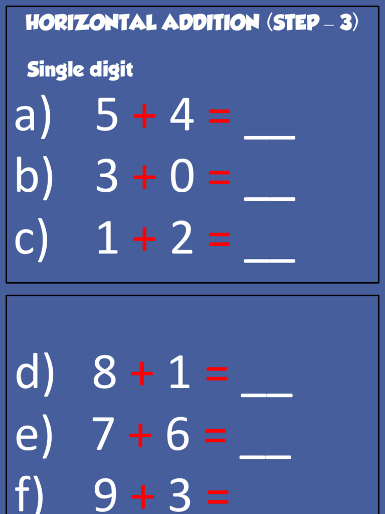 Horizontal Addition Sums | PDF