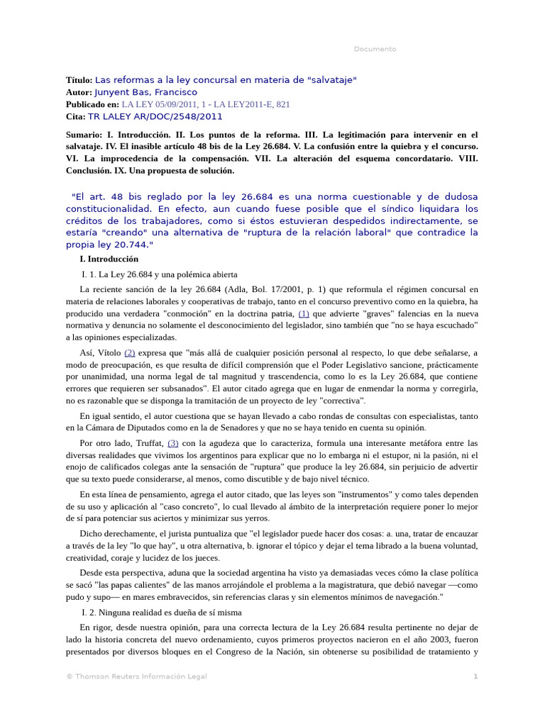 Reforma Ley Concursal: Salvataje Empresarial | PDF | Bancarrota ...