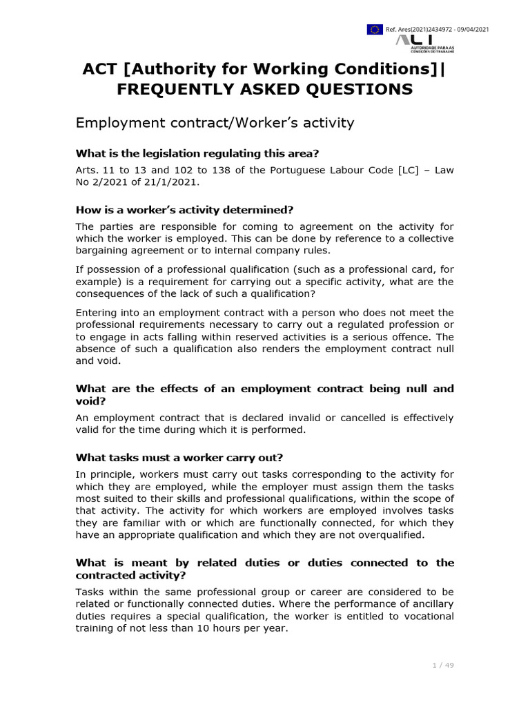 Faq Act Ela en | PDF | Harassment | Employment