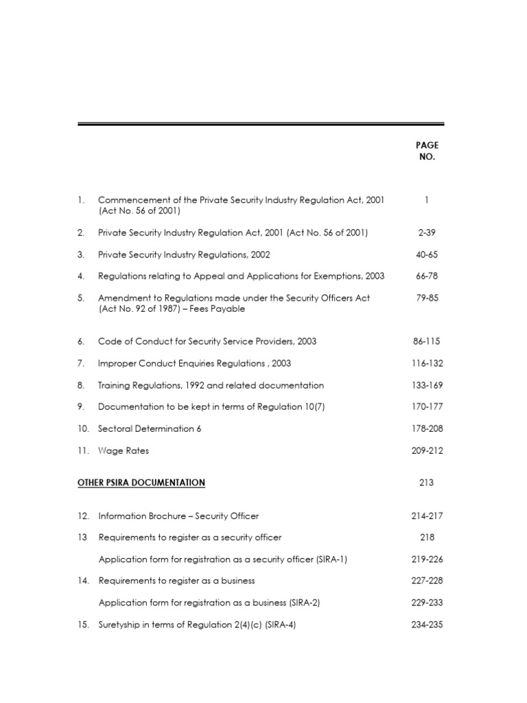 PSIRA Regulations Overview | PDF | Assignment (Law) | Audit