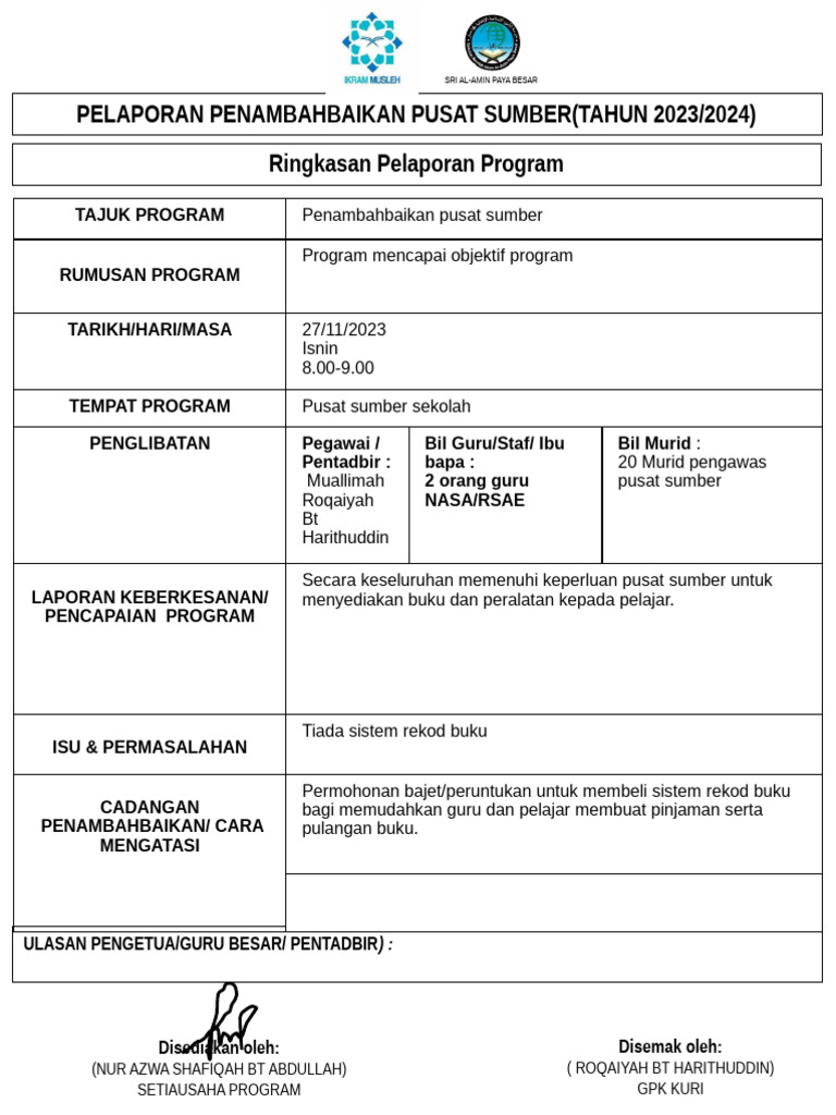 Laporan Penambahbaikan Pss | PDF