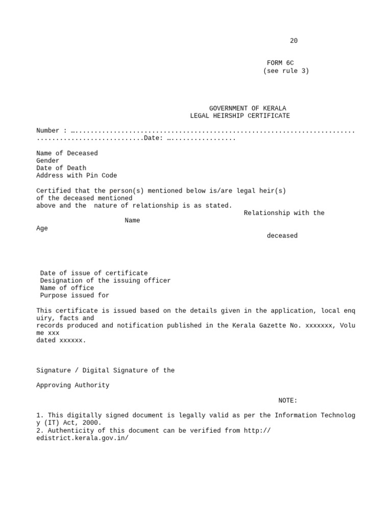 Legal Heirship Certificate 6c English | PDF