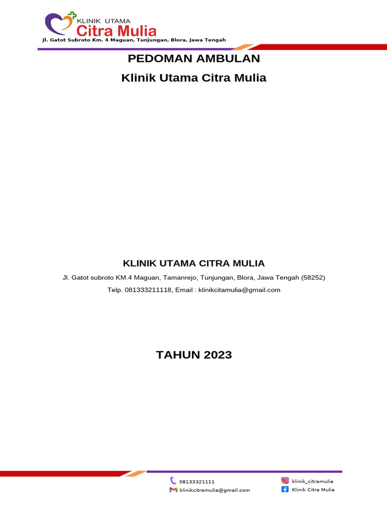 Pedoman Operasional Ambulans Klinik Citra Mulia | PDF