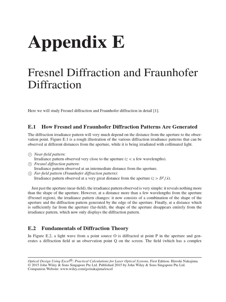 Optical Design Using Excel - 2015 - Nakajima - Appendix E Fresnel Diffraction and Fraunhofer ...