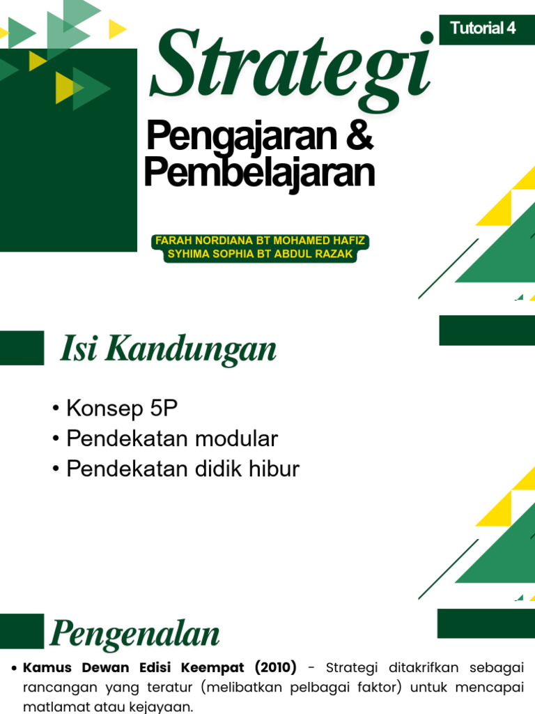 Pengajaran & Pembelajaran: Tutorial 4 | PDF