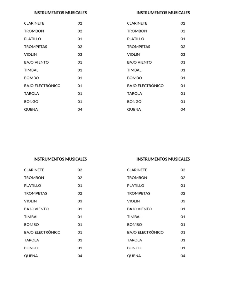 Lista de Instrumentos Musicales | PDF