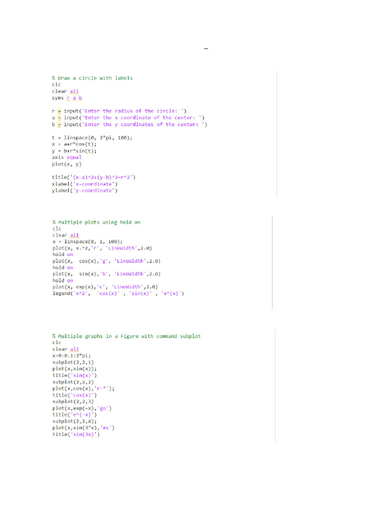 MatLab Code Week 2 | PDF