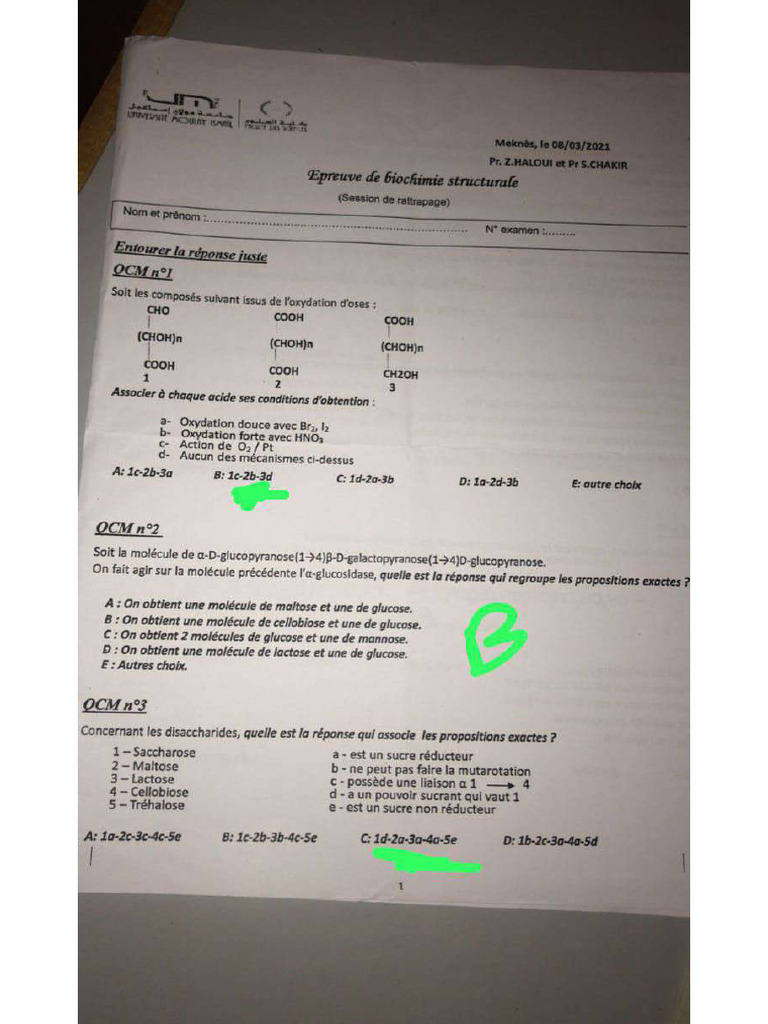 biochimie examens | PDF