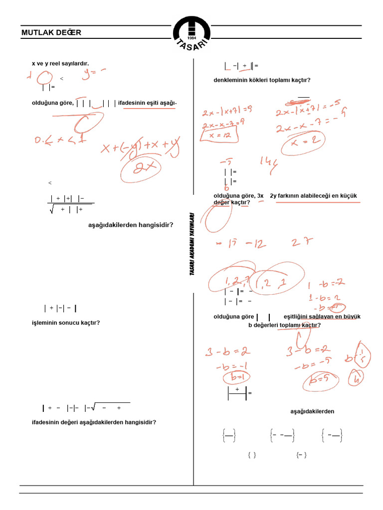 TASARI YAYINLARI DGS MUTLAK DEGER TEST4 2021_241026_181414 | PDF