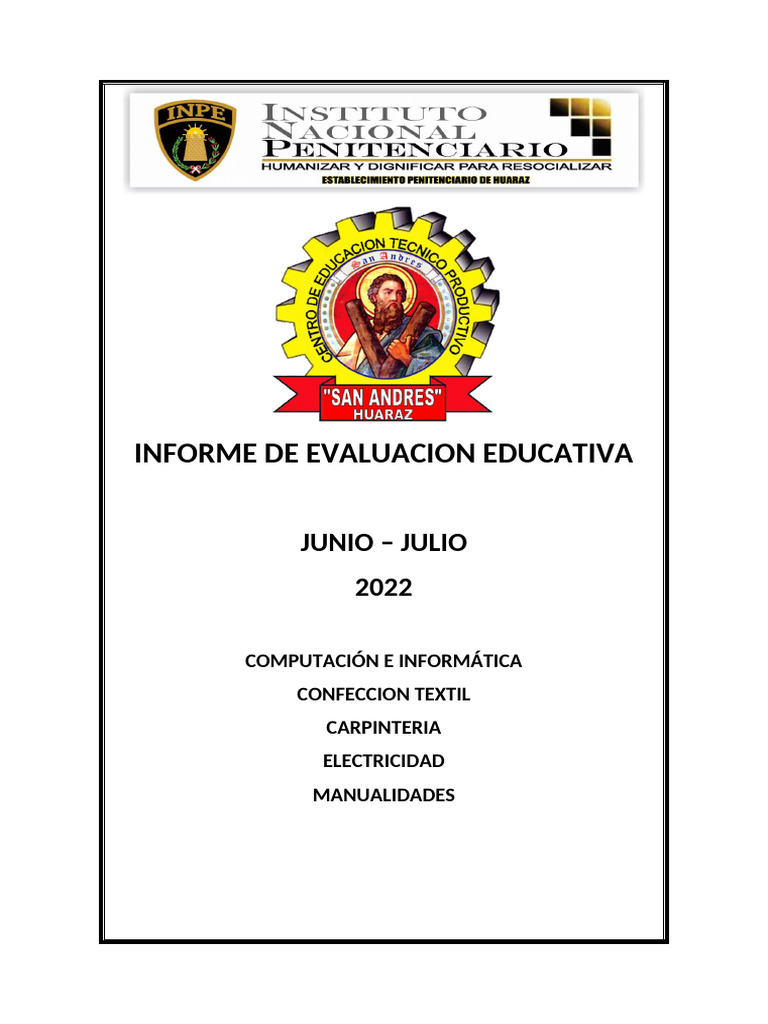 Caratula INFORME DE EVALUACION EDUCATIVA CETPRO | PDF