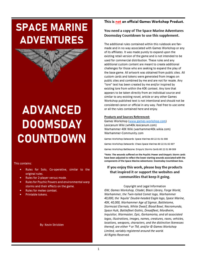 Advanced Doomsday Countdown Rules | PDF | Tabletop Games | Gaming