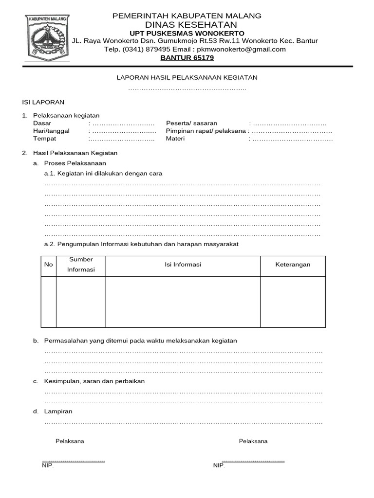 Laporan Hasil Pelaks Kegiatan (LHK) | PDF