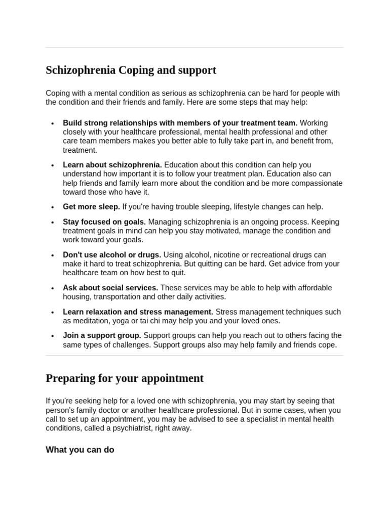 Coping Strategies for Schizophrenia Support | PDF | Schizophrenia ...