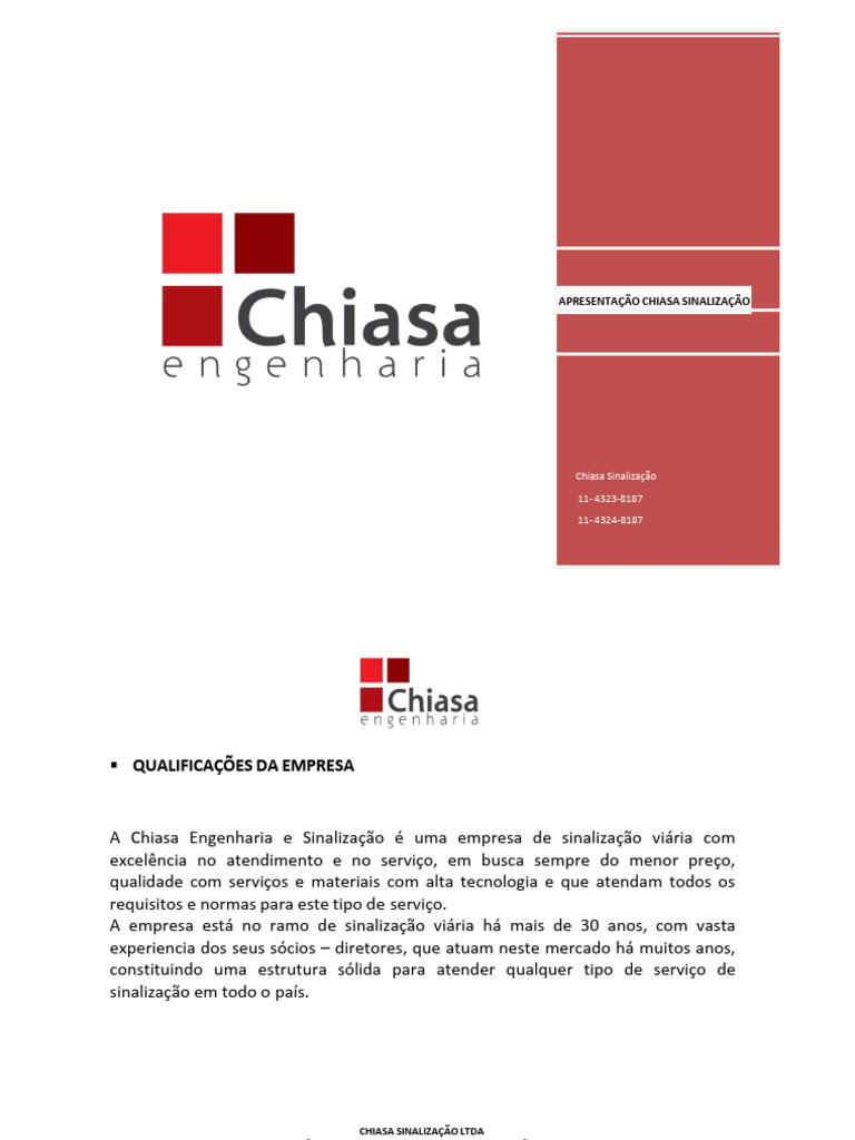Chiasa Sinalização Viária e Serviços | PDF | São Paulo