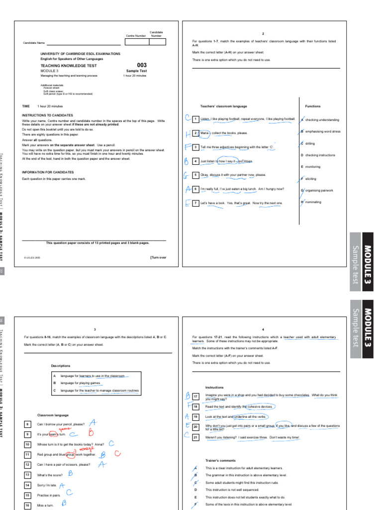 TKT 2005 - PRACTICE TEST - MODULE 03 | PDF