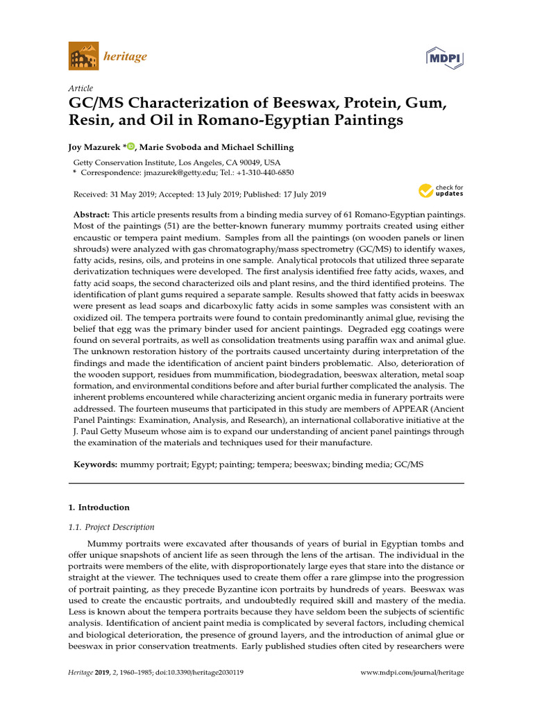 GC/MS Analysis of Romano-Egyptian Paintings | PDF | Wax | Fatty Acid