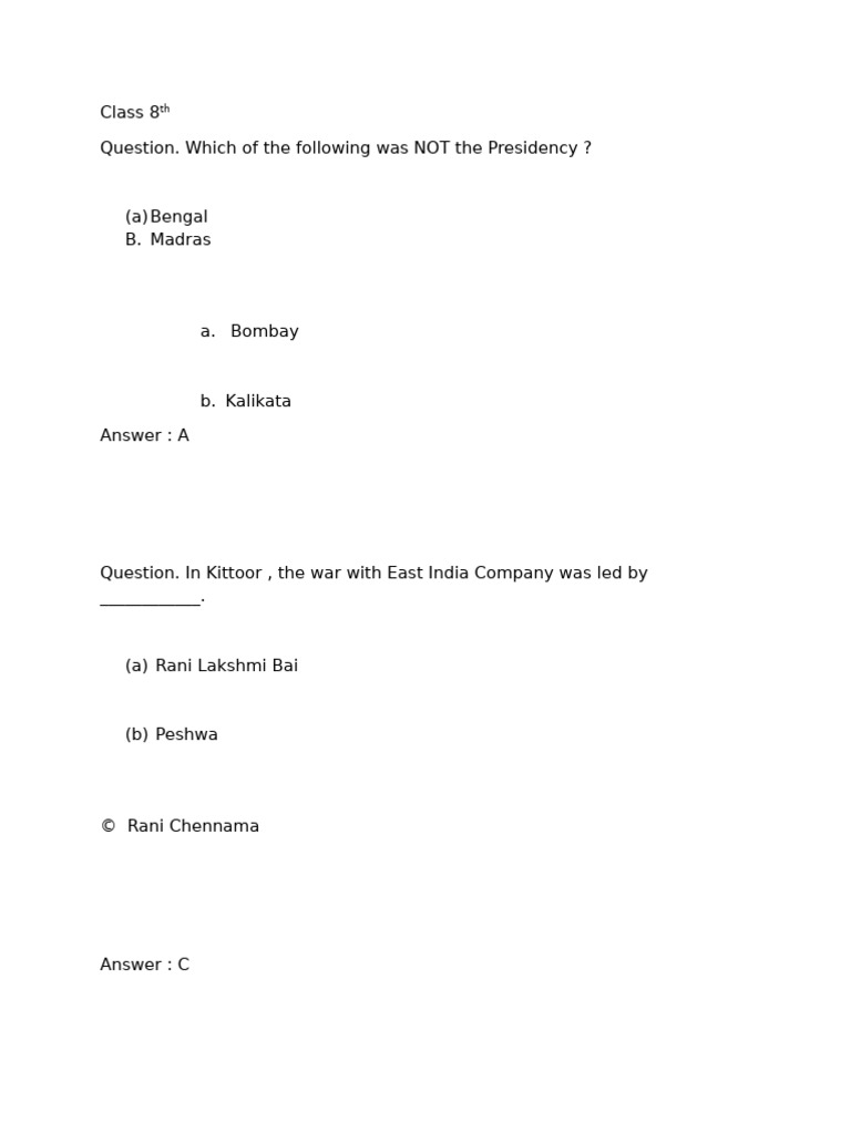 Class 8th SST Mcqs | PDF