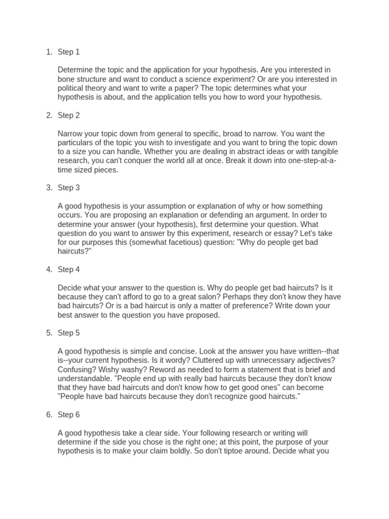 Hypothesis steps | PDF | Hypothesis | Cognition