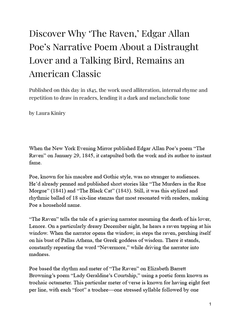 The Enduring Legacy of "The Raven" | PDF | The Raven | Poetics