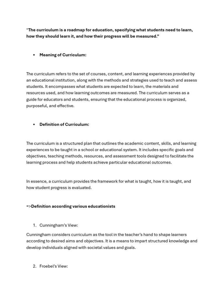 Curriculum: Definitions and Perspectives | PDF
