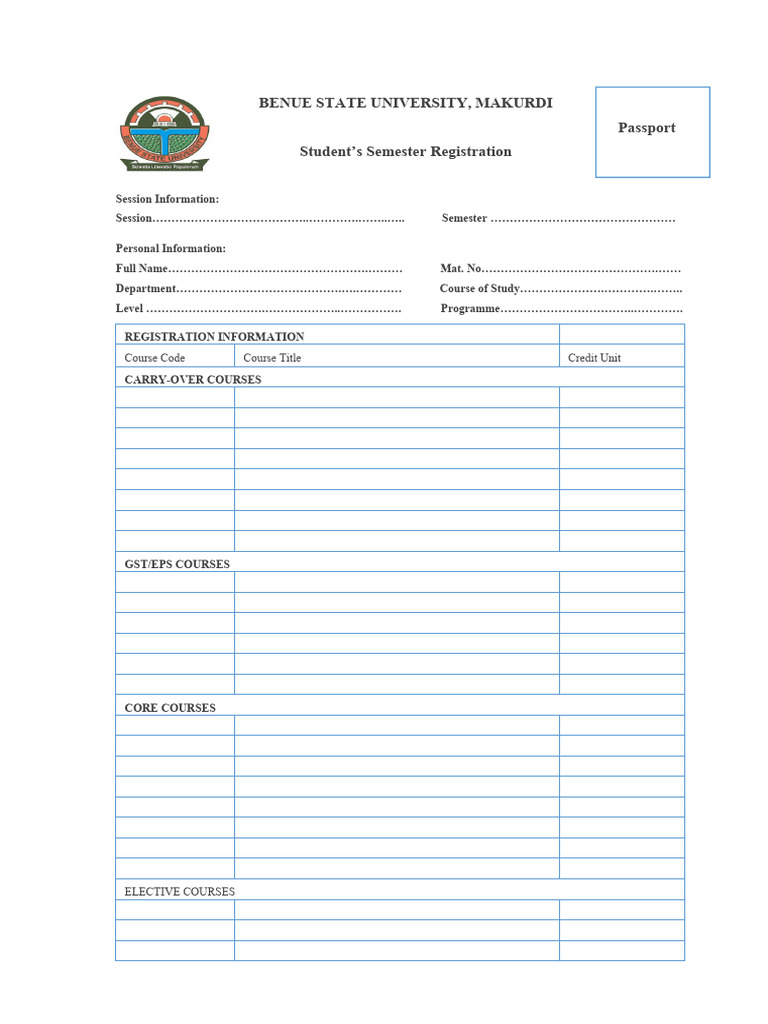 BSU Student Registration Form | PDF