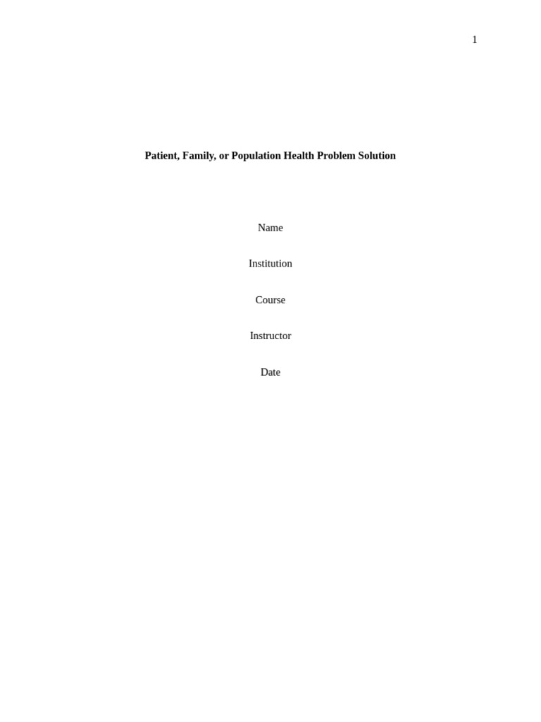 Patient, Family, or Population Health Problem Solution | PDF | Diabetes ...