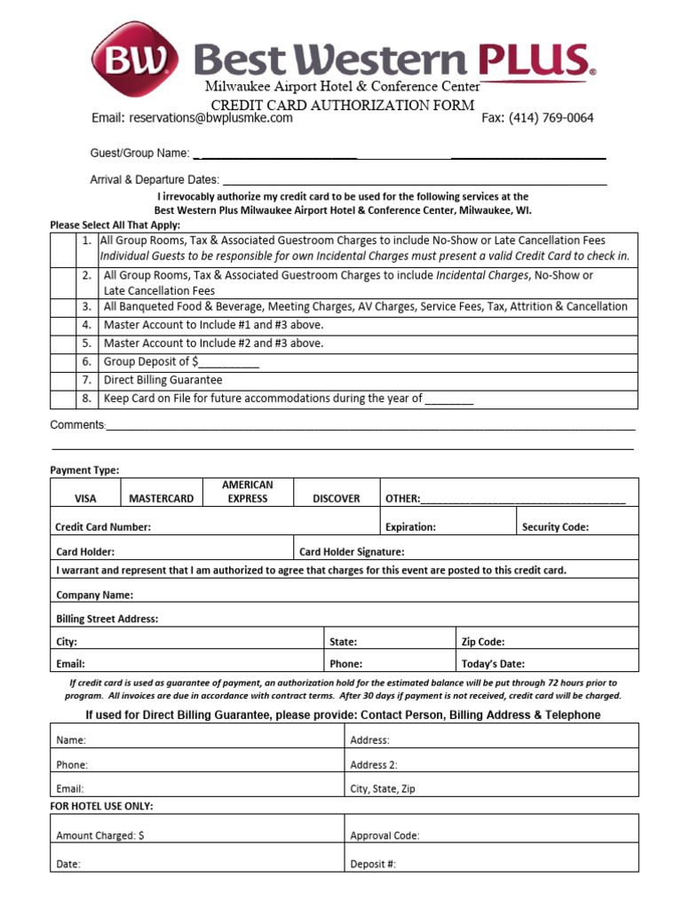 CC AUTH FORM-Blank | PDF | Credit Card | Payments
