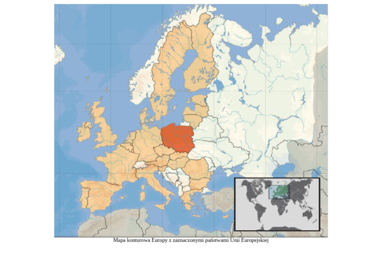 Mapa konturowa Europy z zaznaczonymi panstwami Unii Europejskiej | PDF