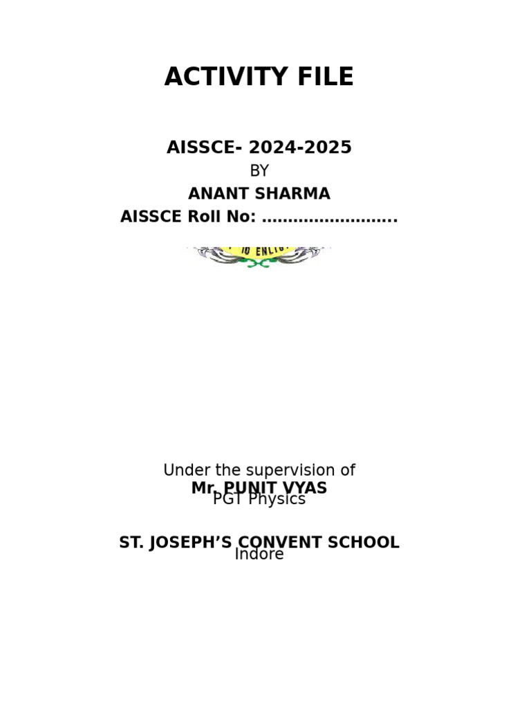 Activity File FROINT PAGE | PDF