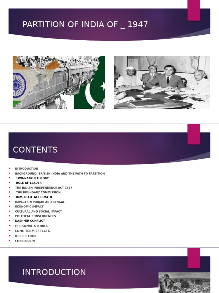India-Pakistan Partition Overview 1947 | PDF | Partition Of India | Two ...