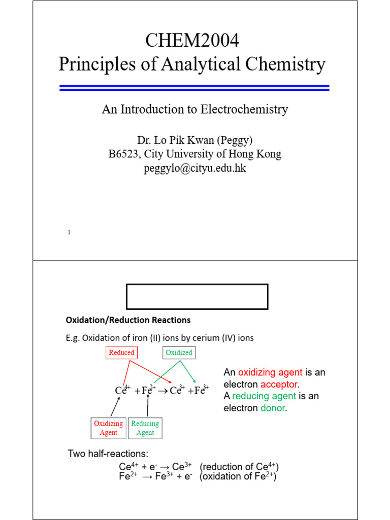 Lecture 6-Basic Electrochemistry | PDF | Electrochemistry | Redox