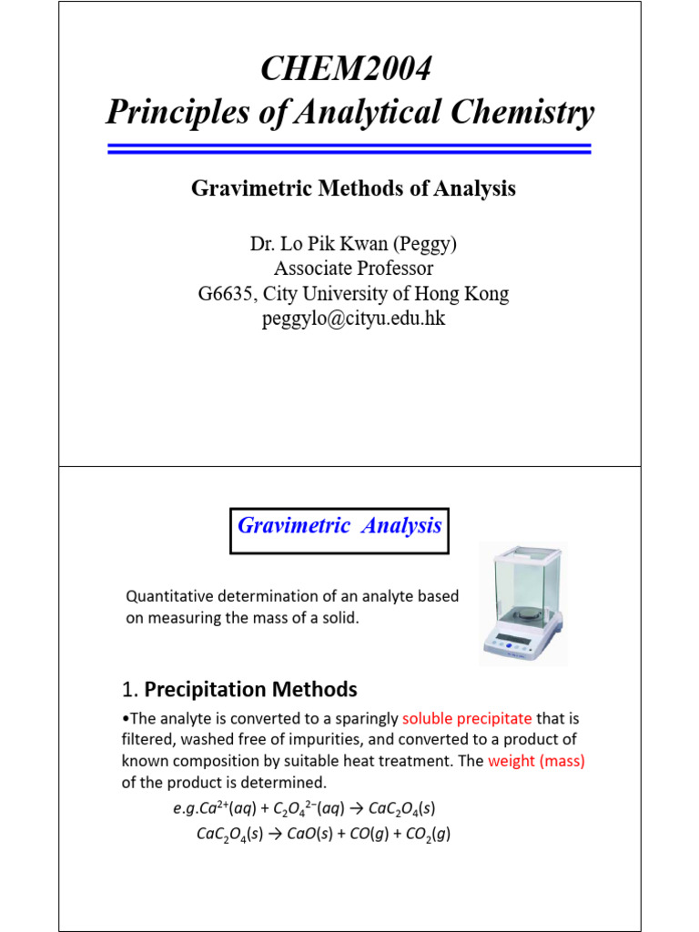 Lecture 2 Gravimetric+Analysis | PDF | Precipitation (Chemistry ...