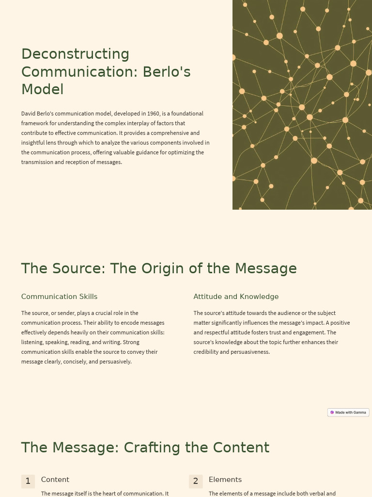 Berlo's Communication Model Explained | PDF | Communication | Nonverbal ...