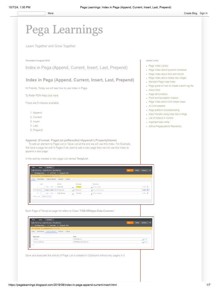 Pega Learnings - Index in Pega (Append, Current, Insert, Last, Prepend) | PDF | Software ...
