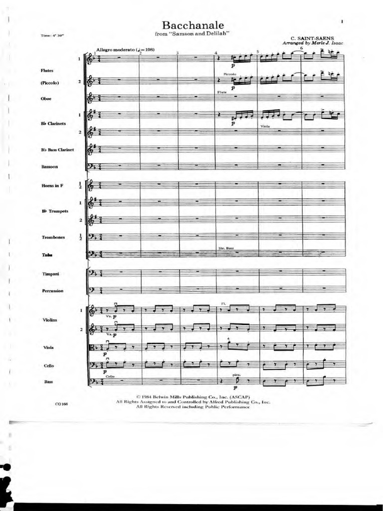 Bacchanale C Saint Saens Arranged by Merle J Isaac Compress | PDF ...