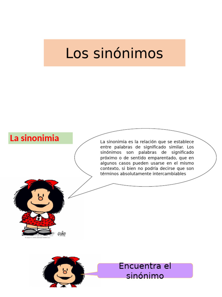 Tipos y Ejemplos de Sinónimos | PDF