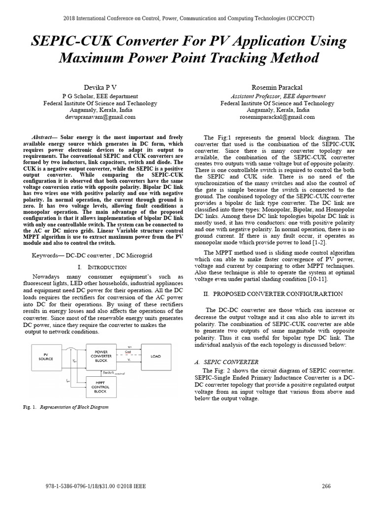 SEPIC-CUK Converter For PV Application Using Maximum Power Point Tracking Method | PDF ...