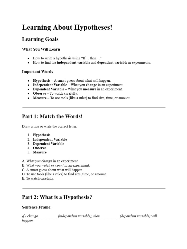 Scientific Method Hypothesis (CLIL) | PDF | Experiment | Hypothesis