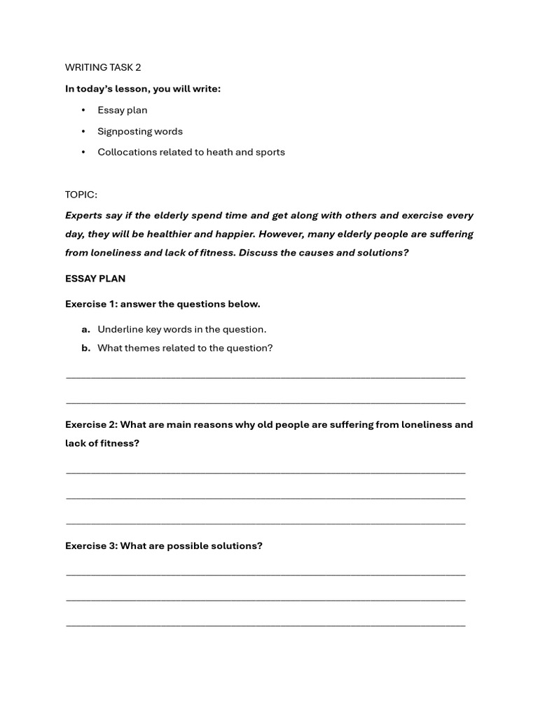 WRITING TASK 2 - causes and solutions - elderly | PDF