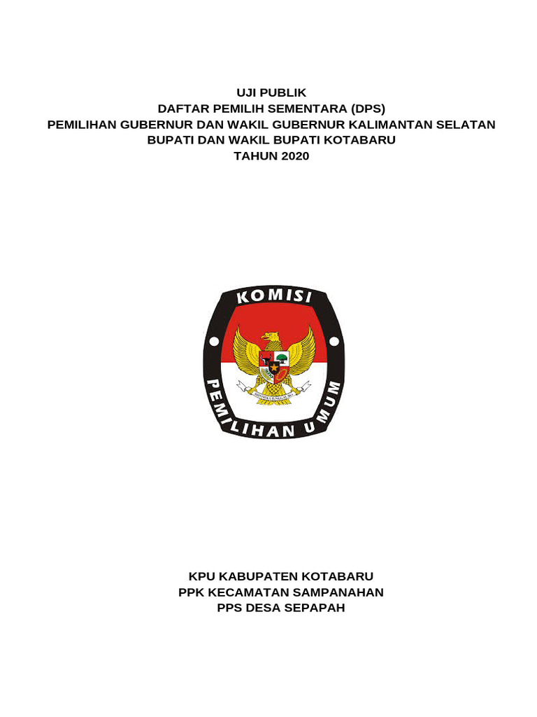 Laporan Uji Publik Dps Pps Desa Sepapah | PDF