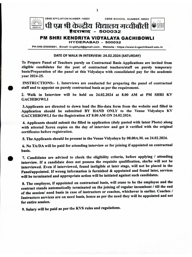 Advertisement For Walk-In Interview | PDF