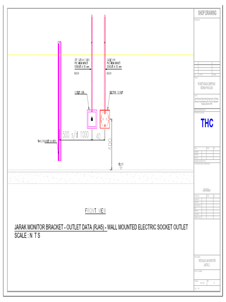 Shop Drawing: Jarak Monitor Bracket - Outlet Data (Rj45) - Wall Mounted ...
