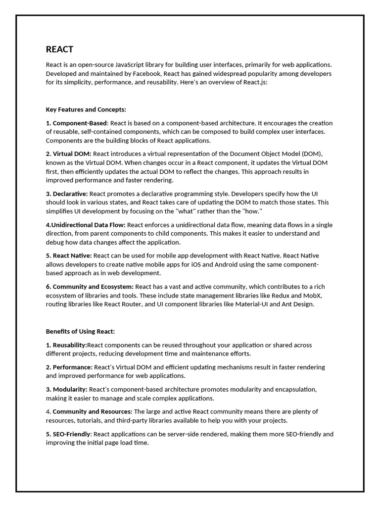 React JS | PDF | Computing | Software Engineering